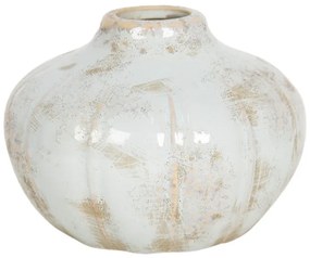 Pastelově modrá keramická váza s patinou – 14x11 cm