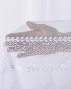 Záclona na řasící pásce Wave barva bílá látka poloprůhledná, pletený vzor, vzorované