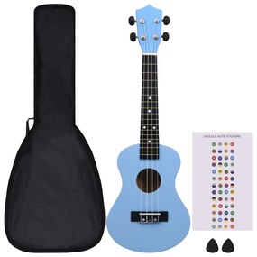 vidaXL Set soprano ukulele s obalem pro děti blankytně modré 23&quot;