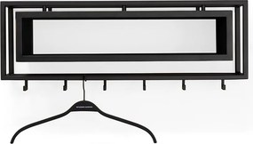 Černý nástěnný věšák z dubového dřeva s poličkou 78 cm School – Spinder Design