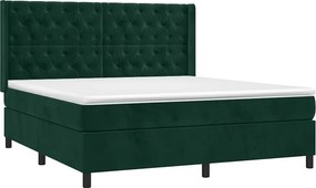 Box spring postel s matrací tmavě zelená 160x200 cm samet 3132870