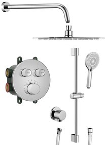 Sapho Sapho, SMART SELECT sprchový set s termostatickou baterií, 2 výstupy, posuvný držák sprchy, chrom, RP032-02