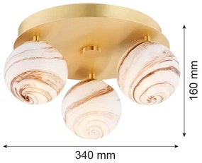 Argon 6290 - Stropní svítidlo FABIO 3xE14/7W/230V alabastr zlatá