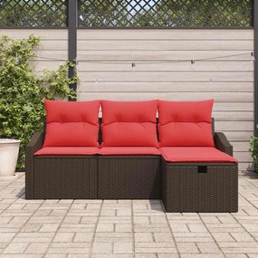 Set pohovek 4 ks Hnědá Poly ratan 3359253