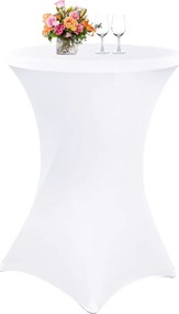 Elastický návlek na koktejlový stolek 80 cm - bílý