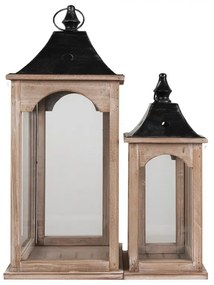 Set dvou dřevěných luceren Marionett – 24x24x58 / 17x17x43 cm