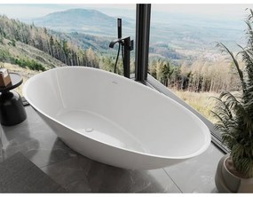 Mexen Milano, volně stojící vana z konglomerátu 150 x 82 cm, bílá lesklá, 57301508510