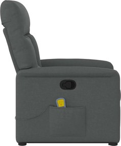 Zvedací masážní polohovací křeslo tmavě šedé textil 3303043