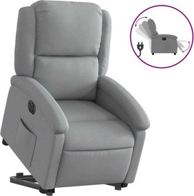 Elektrické zvedací polohovací křeslo světle šedé textil 3204188