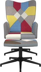 Relaxační křeslo se stoličkou patchwork textil 328188