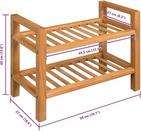 Botník s 2 policemi 50 x 27 x 40 cm masivní dubové dřevo 244208
