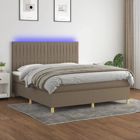 Box spring postel s matrací a LED taupe 160x200 cm textil,  3135609