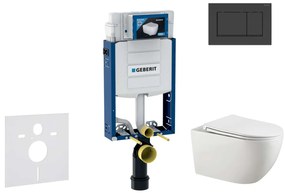 Geberit Kombifix - Set předstěnové instalace, klozetu Gaia a sedátka softclose, tlačítko Sigma20, matná černá/černá SANI15CA5106