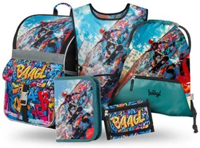 BAAGL SET 5 Zippy Skatepark: aktovka, penál, sáček, zástěra, peněženka