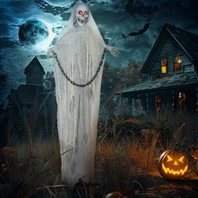 Outsunny Halloween dekorace Smrtka venkovní 183 cm Animovaná mluvící Halloween Smrtka se svítícíma očima a strašidelnými zvuky Halloweenská dekorace …