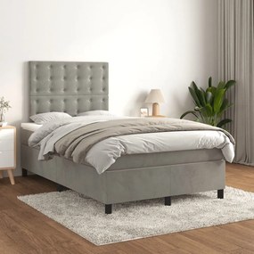 vidaXL Box spring postel s matrací 120 x 200 cm samet [3143255] Barva: světle šedá