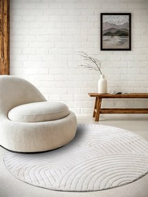 ELLE Decoration, Kusový koberec New York 106203 White kruh, 200x200 (průměr) kruh, bílá, chodba / předsíň