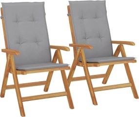 Skládací polohovací křesla s polštáři 2 ks, masivní teak 3196434