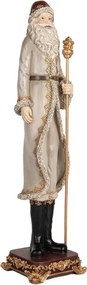 Šedá antik vánoční dekorace Santa Claus s holí - 10*10*42 cm