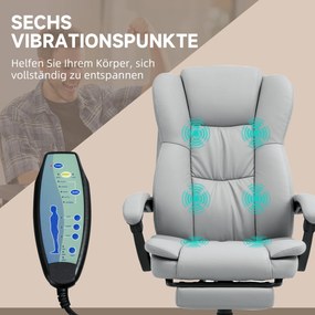 Kancelářská židle Vinsetto s masážní funkcí, ergonomická kancelářská židle s funkcí polohování, výškově nastavitelná manažerská židle s funkcí otáčen…
