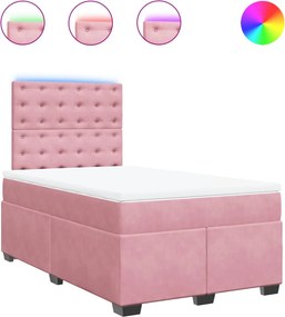 Box spring postel s matrací růžová 120 x 200 cm samet 3293199