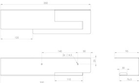 Sapho Sapho, Držák toaletního papíru s poličkou 35cm, černá matná, 33214
