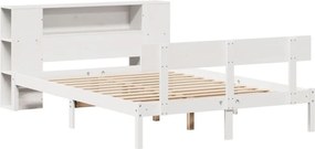 Postel s knihovnou bez matrace bílá 150x200 cm masivní borovice 3321777