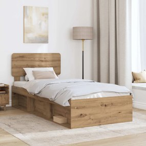 Rám postele Umělecký dub 75 x 190 cm Masivní borové dřevo 3412149