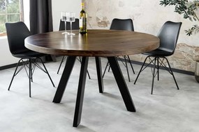 Kulatý jídelní stůl Thunder 120 cm hnědé mango