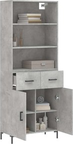Skříň highboard betonově šedá 69,5x34x180 cm kompozitní dřevo 3200517
