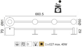 ACA DECOR Nástěnné svítidlo VALENTINO max. 40W/230V/E27/IP20, černé
