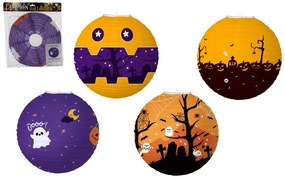 Lampion koule Halloween papír průměr 30 cm v sáčku (bez hůlky) 4 druhy (1 ks)