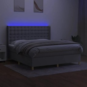 Box spring postel s matrací a LED světle šedá 180x200 cm textil 3139213