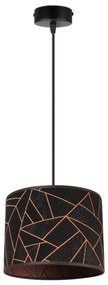 Závěsné svítidlo WERONA 6, 1x černé textilní stínítko se vzorem, (fi 20cm), C