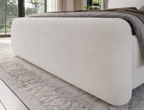 Postel Ollival 180x200 s kovovým roštem a úložným prostorem, bílý velur