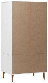 Šatní skříň MOLDE bílá 90 x 55 x 175 cm masivní borové dřevo - Default Title