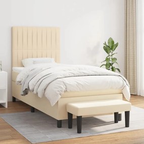 Box spring postel s matrací krémová 90x190 cm textil 3136722
