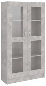 vidaXL Prosklená skříň betonová šedá 82,5x30,5x150 cm dřevotříska