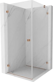 Mexen Lunar-B, výklopný sprchový kout levý 80 x 80 cm, 8mm čiré sklo, profil měděná matná, 832-080-080-65-00-L