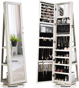 Costway Um 360° otočná šperkovnice 2 v 1 Skříňka na šperky – 39 × 39 × 161 cm