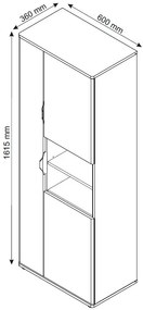 Vysoká skříňka s prosklením Avola, béžová kašmír/dub cremona