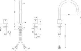 Sapho Sapho, ULTRAMIX tříprvková umyvadlová baterie bez výpusti, černá mat, UT017B