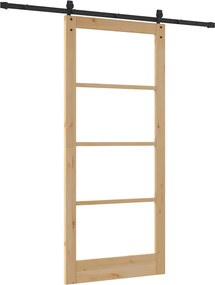 Posuvné dveře 93 x 211 cm Masivní borové dřevo a sklo 3332401