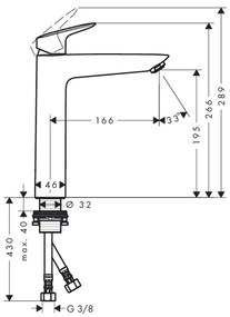 Hansgrohe Logis, umyvadlová baterie bez odtokové soupravy, chromová, 71091000