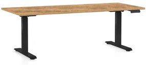 Výškově nastavitelný stůl OfficeTech C, 180 x 80 cm, černá podnož, dub zlatý