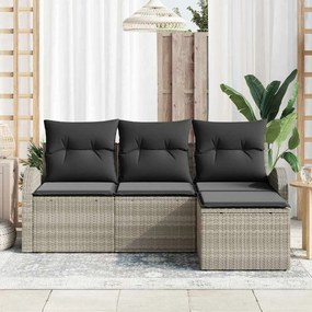 Set pohovek 4 ks Světle šedá polyratan 3354661