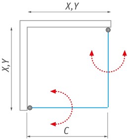 Roth Tower Line čtvercový sprchový kout 90 x 90 x 201 cm stříbro transparent TCO1/900_TCO1/900_st_tr Koupelny Bernold