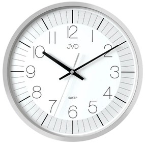 JVD Stříbrné nástěnné tiché netikající hodiny JVD JVD HX8019.1
