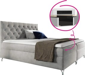 Boxspringová postel, 160x200, světle šedá látka Velvet, GULIETTE + dárek