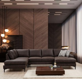 Hanah Home Rohová pohovka PORTO tmavě hnědá levá 560ARE1230